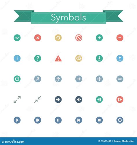 Symbols Flat Icons Stock Vector Illustration Of Arrow 53601440