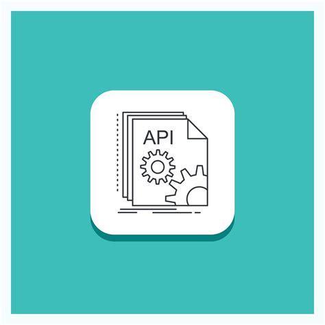 Round Button For Api App Coding Developer Software Line Icon Turquoise Background 12981934