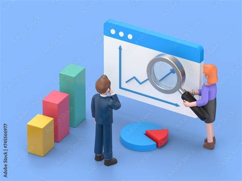 People Characters Working With Data Visualization Man And Woman