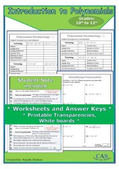 Introduction To Polynomials Lesson And Worksheets Printable TPT