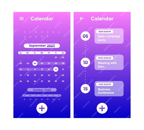 Premium Vector Calendar App Mockup Month Week And Day Interface