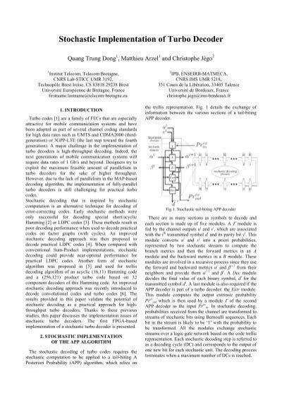 Stochastic Implementation Of Turbo Decoder