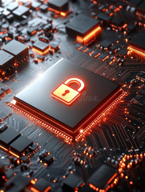 Glowing Processor Chip Security Cybersecurity Data Protection Digital