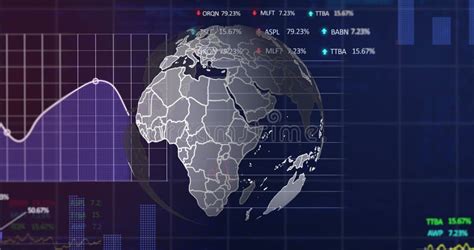 Animation Of Graphs Trading Boards Rotating Globe And Computer