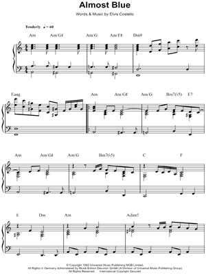 Almost Blue Sheet Music By Diana Krall