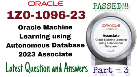 1z0 1096 23 Oracle Machine Learning Using Autonomous Database
