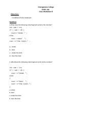 CMSC140 ClassWorksheet8 If Else Questions Docx Montgomery College CMSC 140 Class Worksheet 8