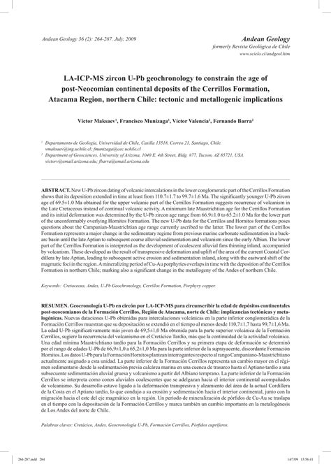 Pdf La Icp Ms Zircon U Pb Geochronology To Constrain The Age Of Post Neocomian Continental