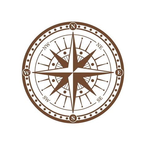 Vintage Compass Wind Rose Navigation Maritime Sign 22231054 Vector Art