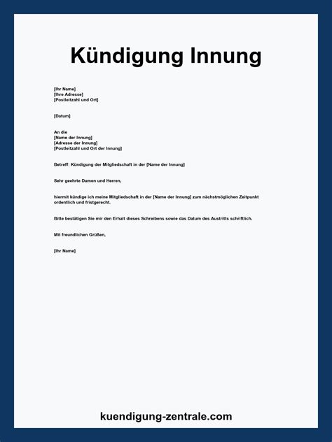 Kündigung Innung Muster