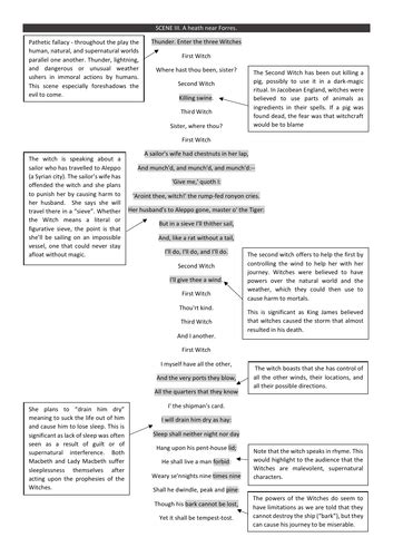 macbeth act 1 fully annotated teaching resources