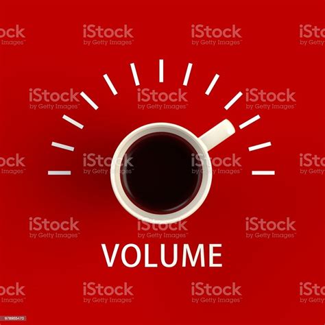 빨간 배경 커피 개념 그림 3d 렌더링에 고립 된 볼륨 컨트롤의 모양에 커피 한 잔의 상위 뷰 가득 찬에 대한 스톡 사진 및 기타 이미지 Istock