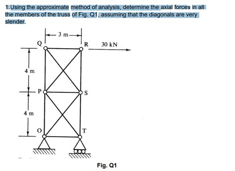 solved 1ing the approximate method of analysis determine