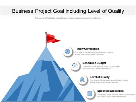 Business Project Goal Including Level Of Quality Presentation PowerPoint Images Example Of