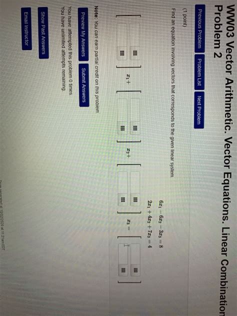 Solved Ww03 Vector Arithmetic Vector Equations Linear