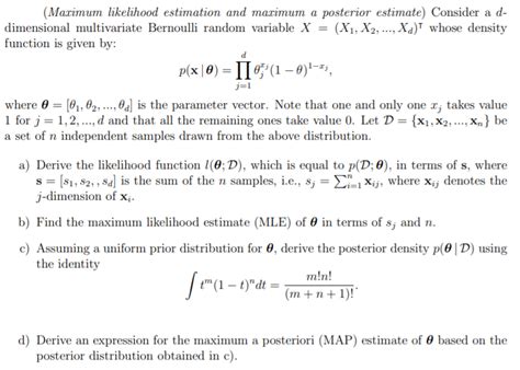 Solved Maximum Likelihood Estimation And Maximum A Chegg