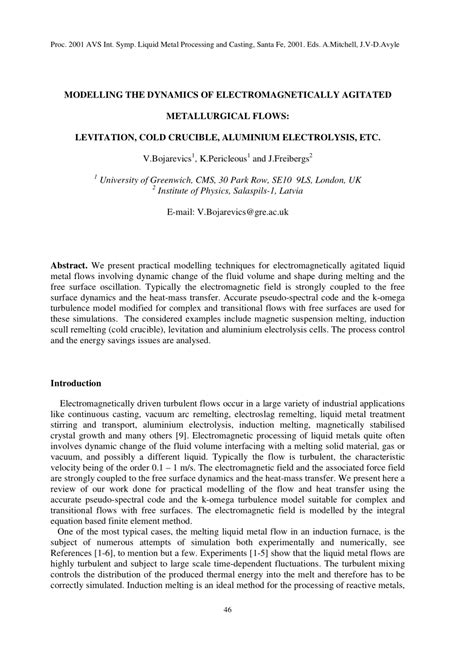 Pdf Modelling The Dynamics Of Electromagnetically Agitated