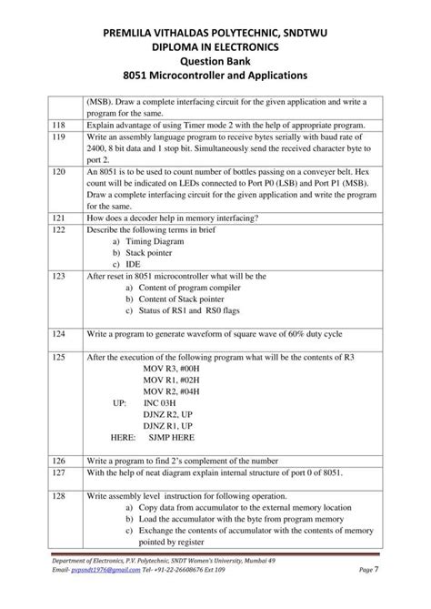 8051 Microcontroller Question Bank Electronicspvp Sndtwu