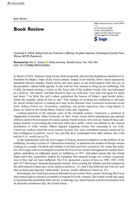 Pdf Selling French Sex Prostitution Trafficking And Global