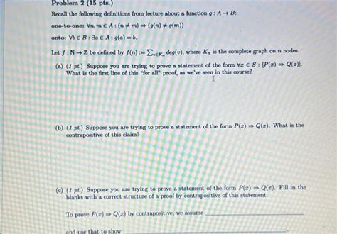 Solved Recall The Following Definitions From Lecture About A