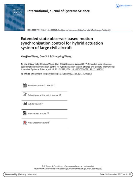 Pdf Extended State Observer Based Motion Synchronisation Control For
