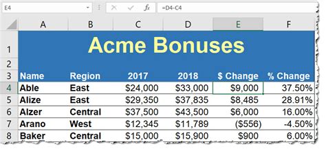 Microsoft Excel How To Calculate Percent Changes