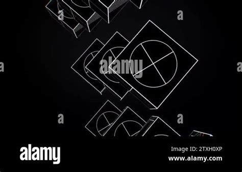 Motion Cubes Loop Animation Rotating Cubes Of White Lines On Black Background Stock Video