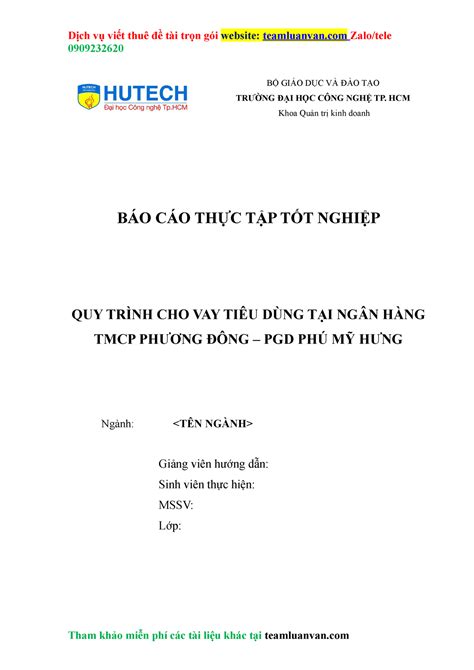 Báo Cáo Thực Tập Khoa Quản Trị Kinh Doanh Trường Đại Học Công Nghệ Tp HCM BỘ GIÁO