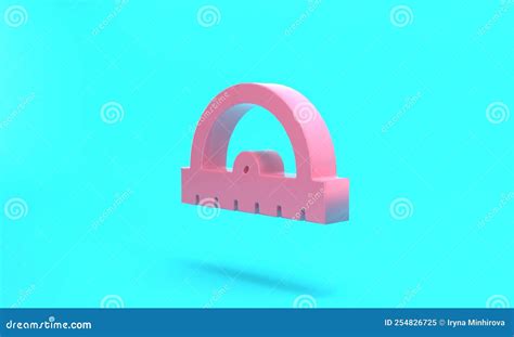 Pink Protractor Grid For Measuring Degrees Icon Isolated On Turquoise Blue Background Tilt