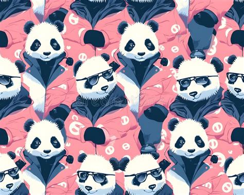Stylish Pandas With Sunglasses In Playful Design Generative Ai Stock Illustration Illustration