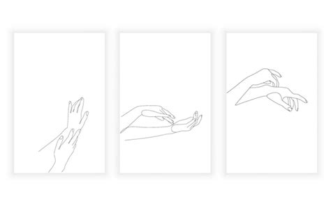 한 라인 아트 드로잉 여성과 손 연속 라인 아트 드로잉 추상 최소 프리미엄 벡터