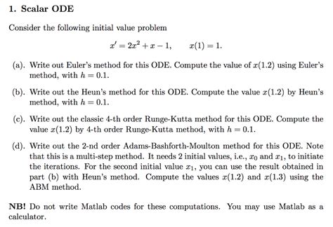 Solved Consider The Following Initial Value Problem X