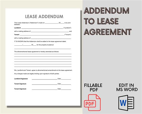 Real Estate Lease Addendum Addendum To Lease Agreement Residential