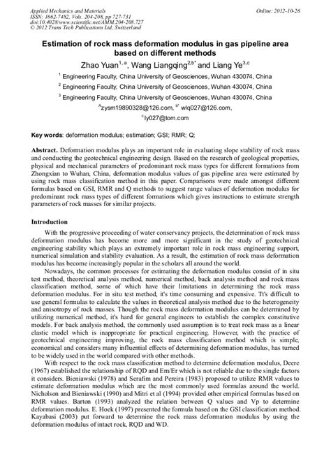 Estimation Of Rock Mass Deformation Modulus In Gas Pipeline Area Based On Different Methods