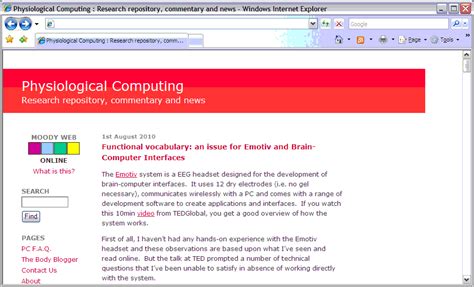 The Body Blogger Physiological Computing