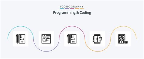 Paquete De Iconos De Línea 5 De Programación Y Codificación Que Incluye Desarrollo Aplicación