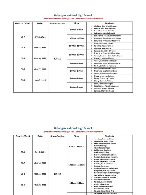 css schedule pdf