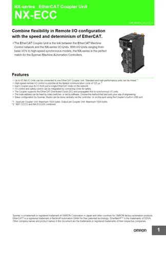 Omron Ethercat Coupler Nx Ecc203 At ₹ 17000 Piece Omron Plc In Ernakulam Id 2852430852788
