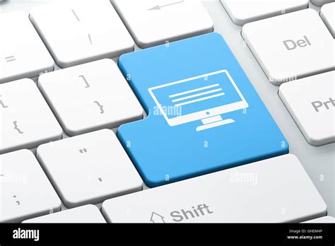 Web Development Concept Monitor On Computer Keyboard Background Stock Photo Alamy