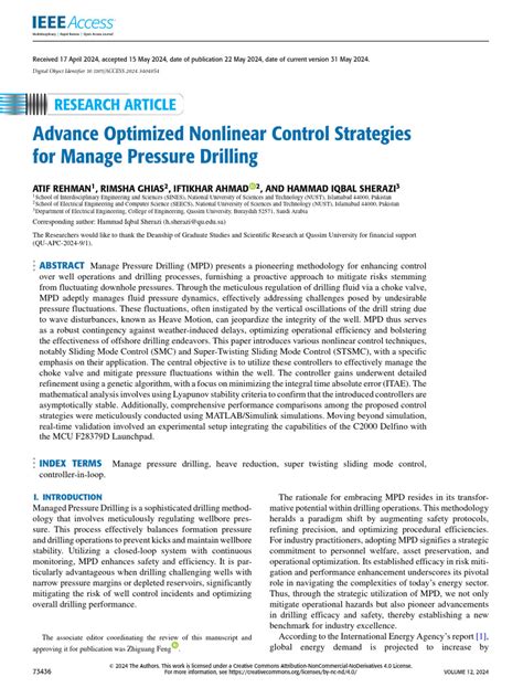 Advance Optimized Nonlinear Control Strategies For Manage Pressure
