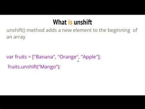 Unshift Shift In JavaScript Node Js YouTube