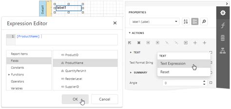 Designing Reports Use Report Elements Use Basic Report Controls Label