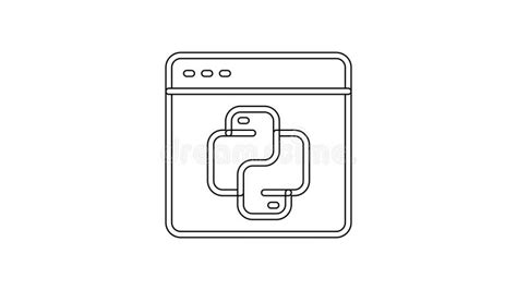 Black Line Python Programming Language Icon Isolated On White