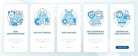 Mobile App Screen With Blue Onboarding And Latest Data Science Trends Vector Onboarding