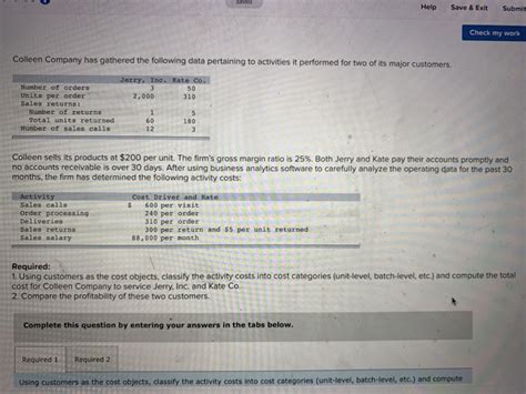 solved help save and exit submit check my work colleen company