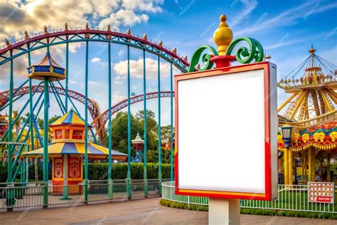 Theme Park Ride Entrance Signage Mockup With Blank White Copy Space For