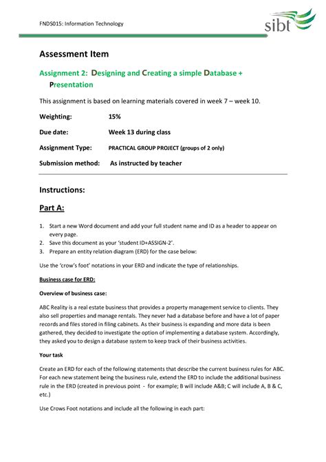 Microsoft Access Assignment Docsity