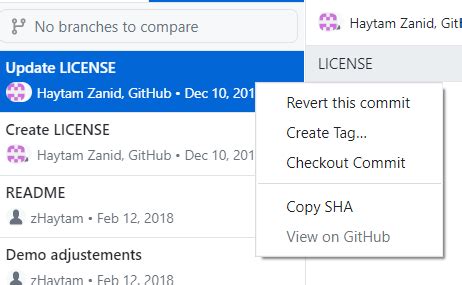 Ability To Checkout Commit Directly From History Tab Issue Desktop Desktop GitHub