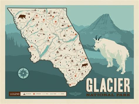 Glacier National Park Map Detailed Glacier National Park Waterton