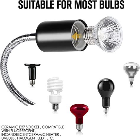 Reptile Heat Lamp UVA UVB Basking Light With Fixing Clip Bracket W Bulbs Rotating